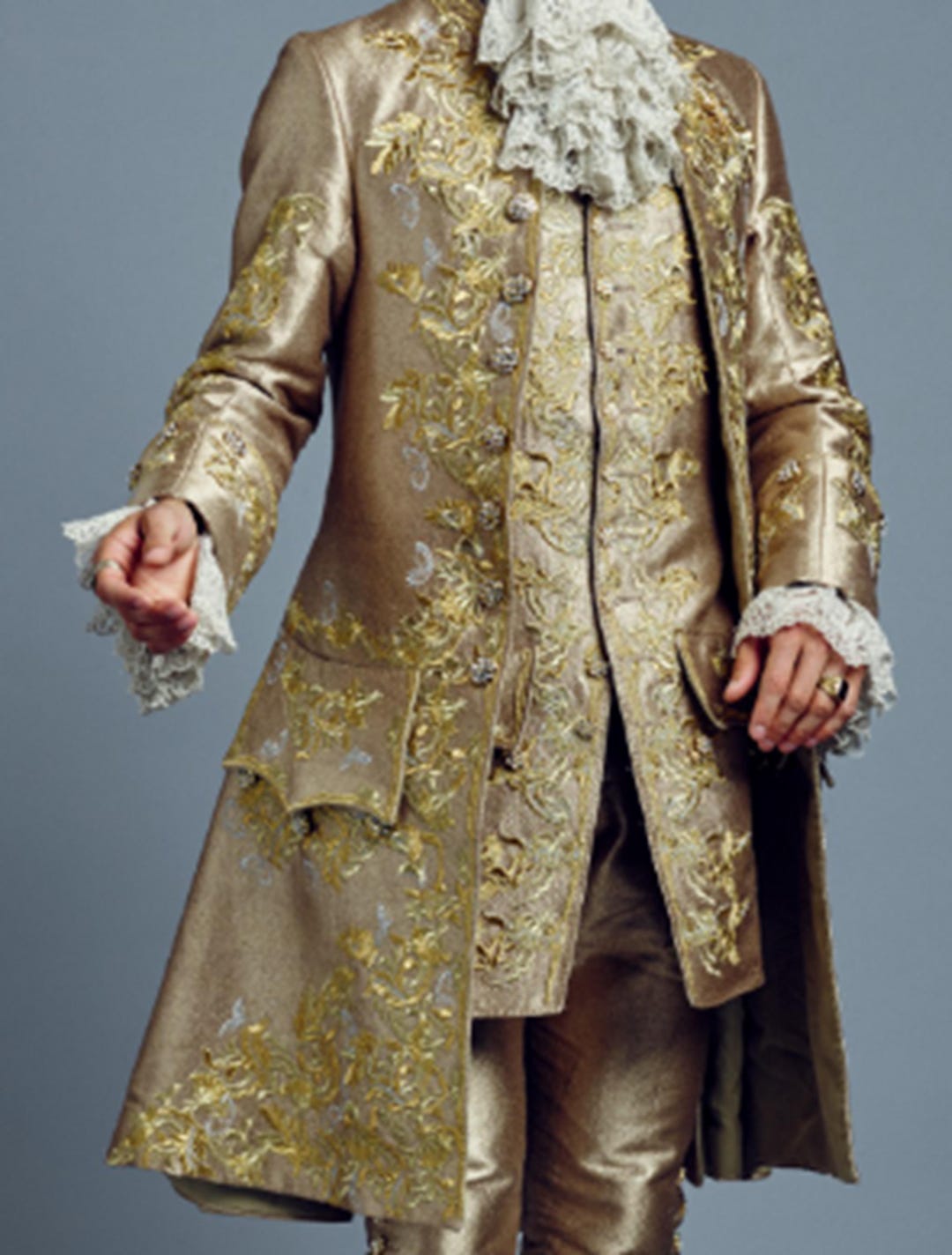 Men's Royal French Nobleman Suit: Golden Embroidered Rococo Wedding ...