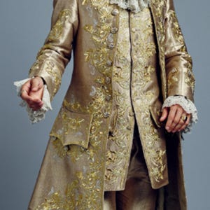 Men's Royal French Nobleman Suit: Golden Embroidered Rococo Wedding ...