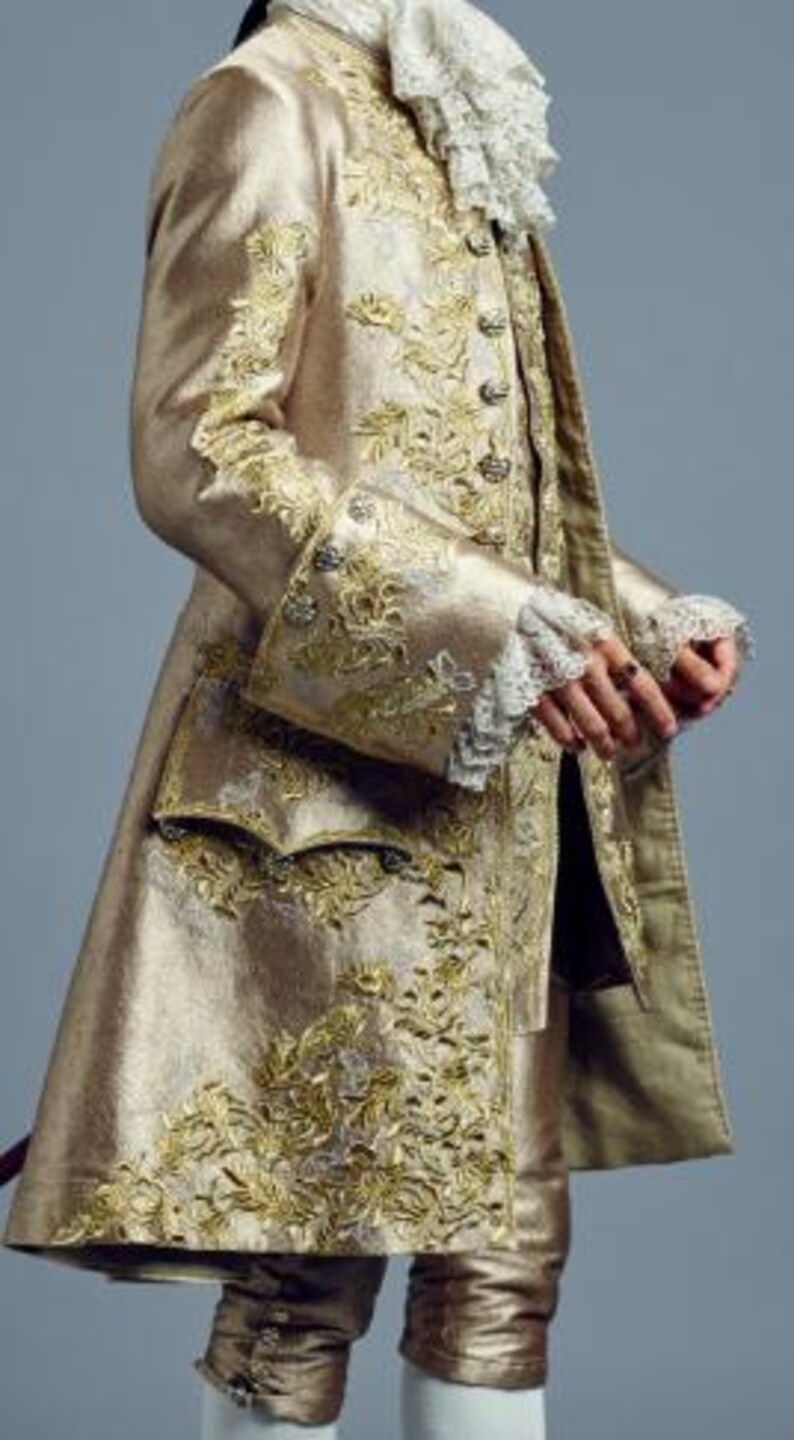 Men's Royal French Nobleman Suit: Golden Embroidered Rococo Wedding ...