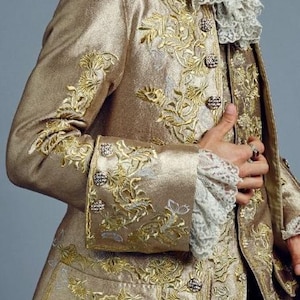 Men's Royal French Nobleman Suit: Golden Embroidered Rococo Wedding ...