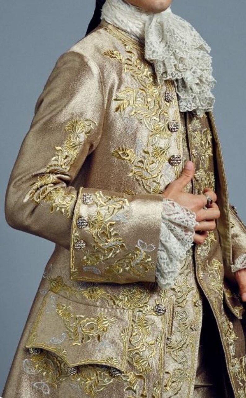 Men's Royal French Nobleman Suit: Golden Embroidered Rococo Wedding ...