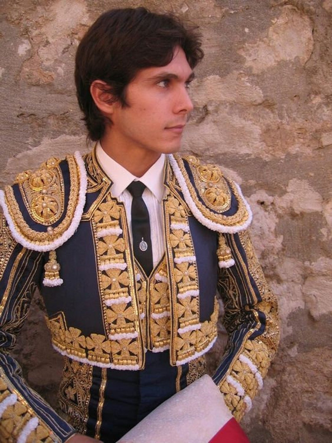 Men Custom Made Blue Cotton Gold Embroidered Matador Jacket Bespoke ...