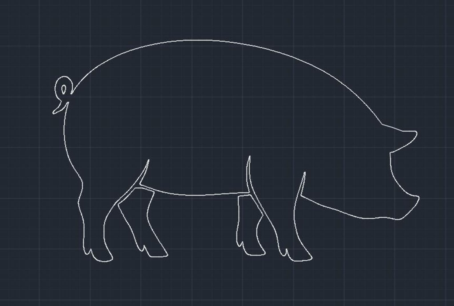 Pig Silhouette DXF Dwg SVG Png - Etsy