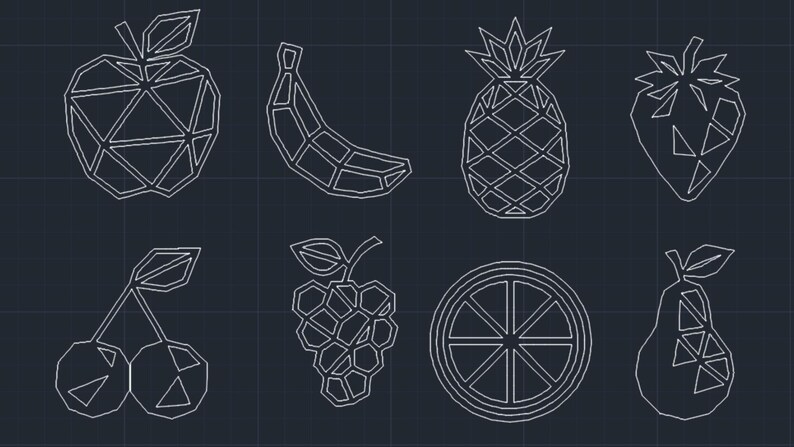 Geometric Fruit Pack - DXF SVG PNG Dwg - Etsy