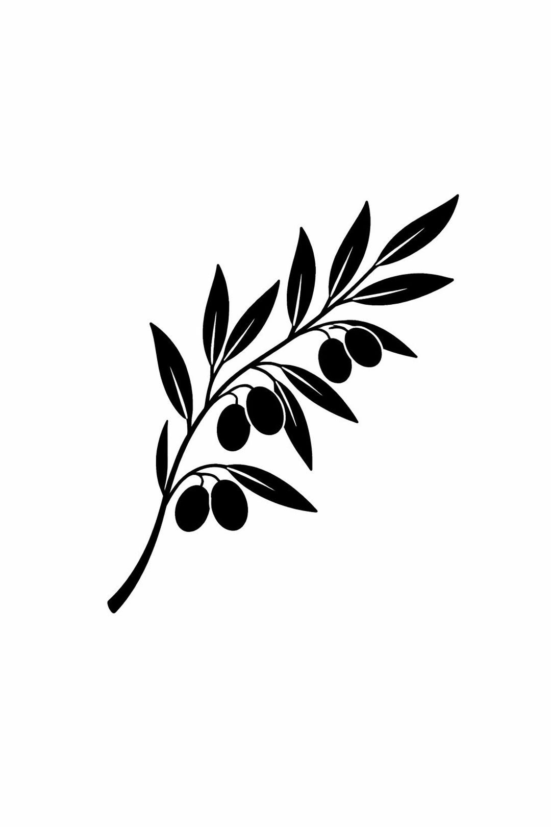 Olive Branch Silhouette - DXF SVG PNG Dwg - Etsy