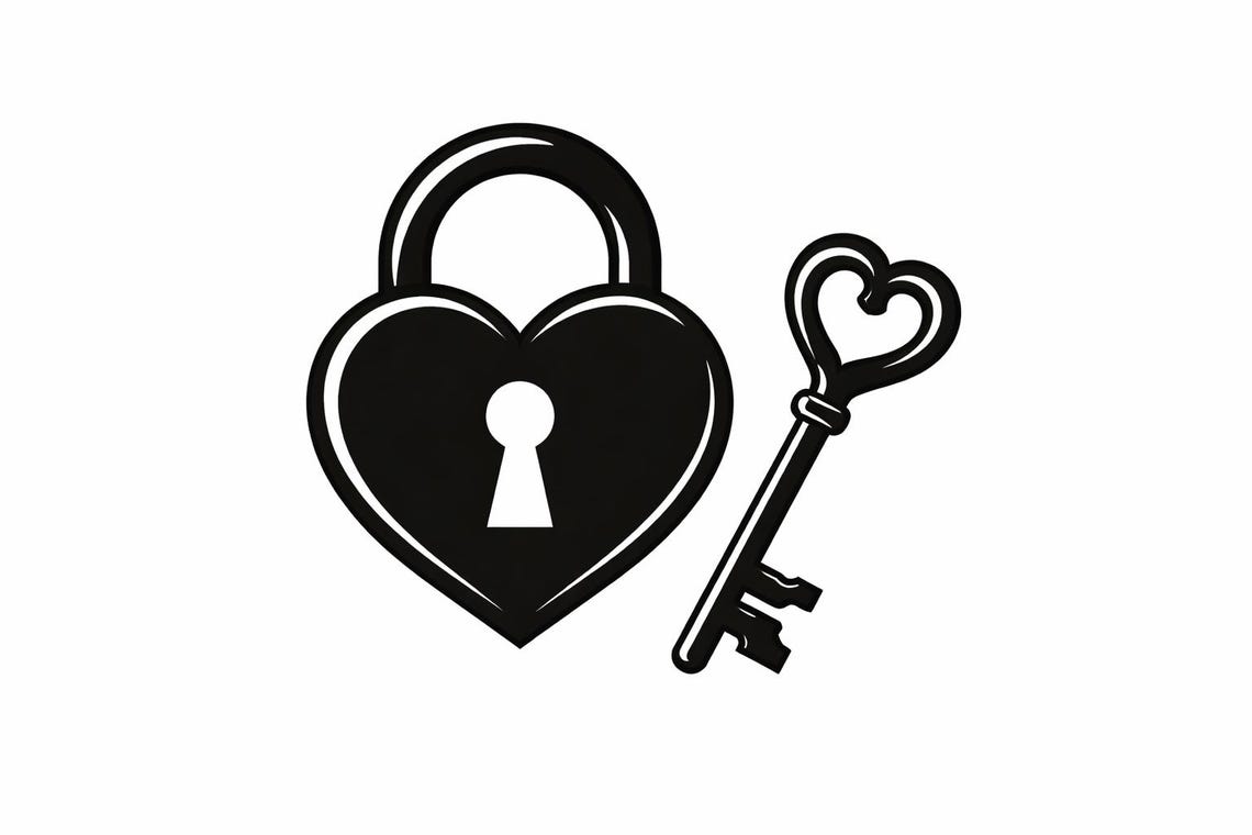 Heart Lock and Key Silhouette - DXF SVG PNG Dwg - Etsy