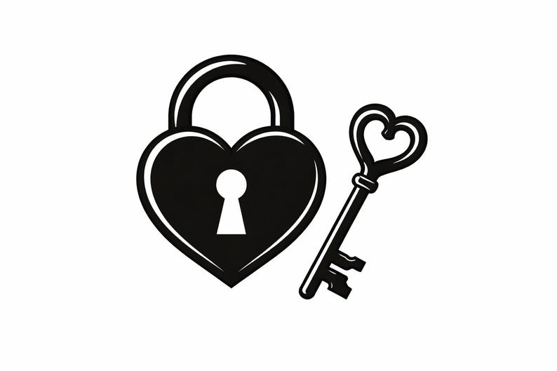 Heart Lock and Key Silhouette - DXF SVG PNG Dwg - Etsy