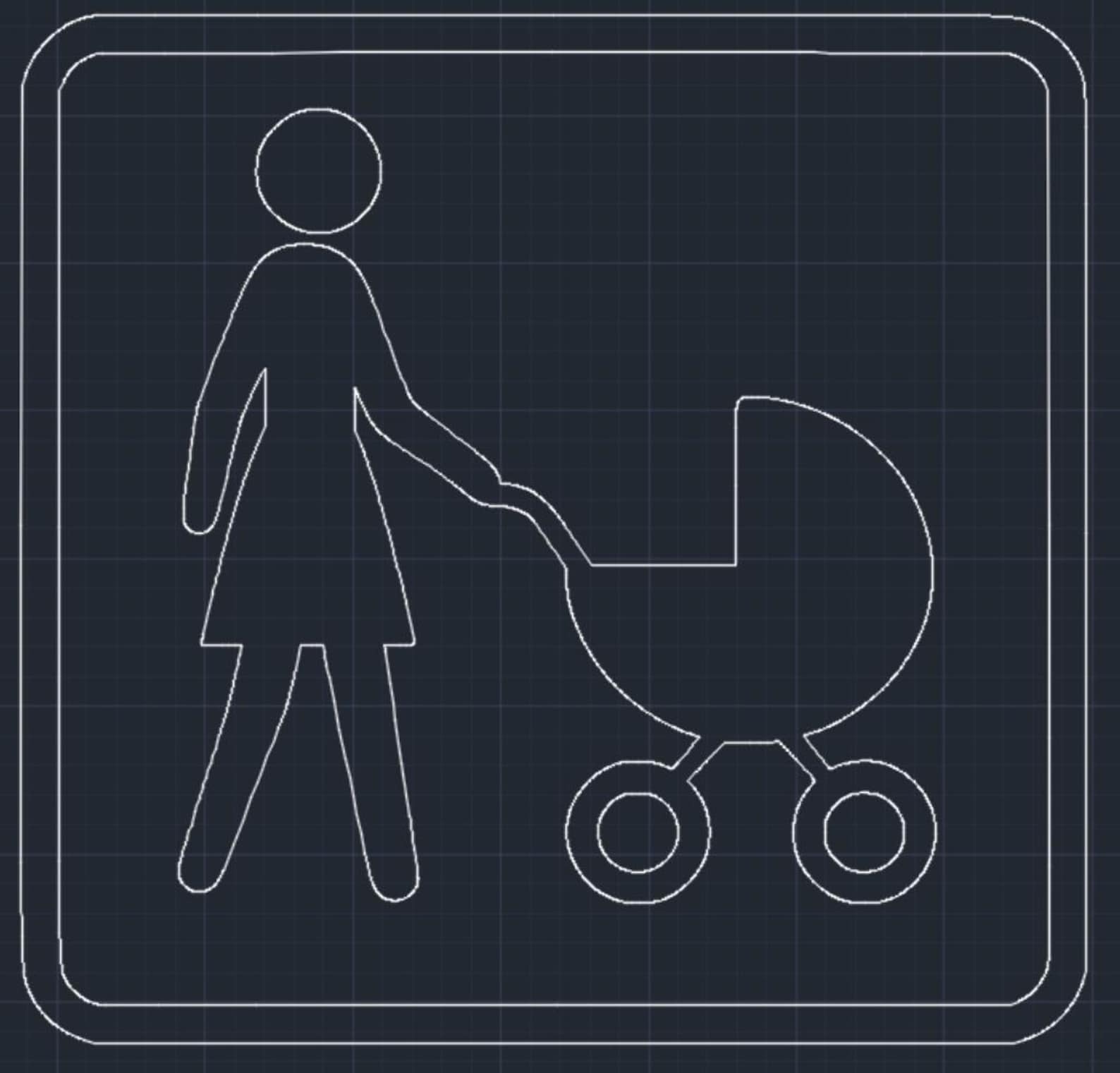 Mother With Baby Stroller Sign Silhouette | Family Parking SVG DXF DWG ...