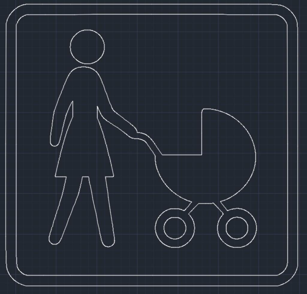 Mother With Baby Stroller Sign Silhouette | Family Parking SVG DXF DWG ...