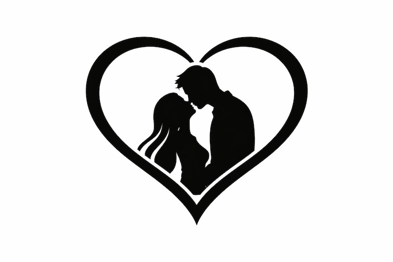 Romantic Couple Silhouette - DXF SVG PNG Dwg - Etsy