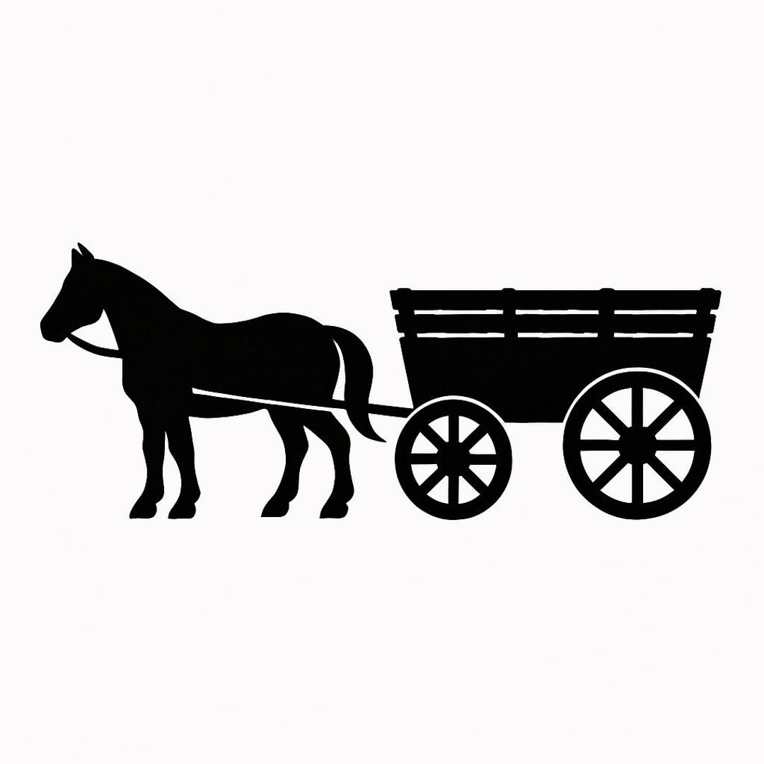 Horse-drawn Wagon Silhouette - DXF Dwg SVG Png - Etsy