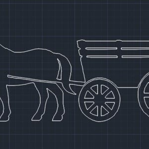 Horse-drawn Wagon Silhouette - DXF Dwg SVG Png - Etsy