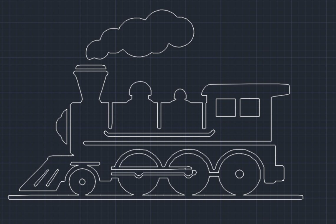 Steam Locomotive Silhouette - DXF SVG PNG Dwg - Etsy