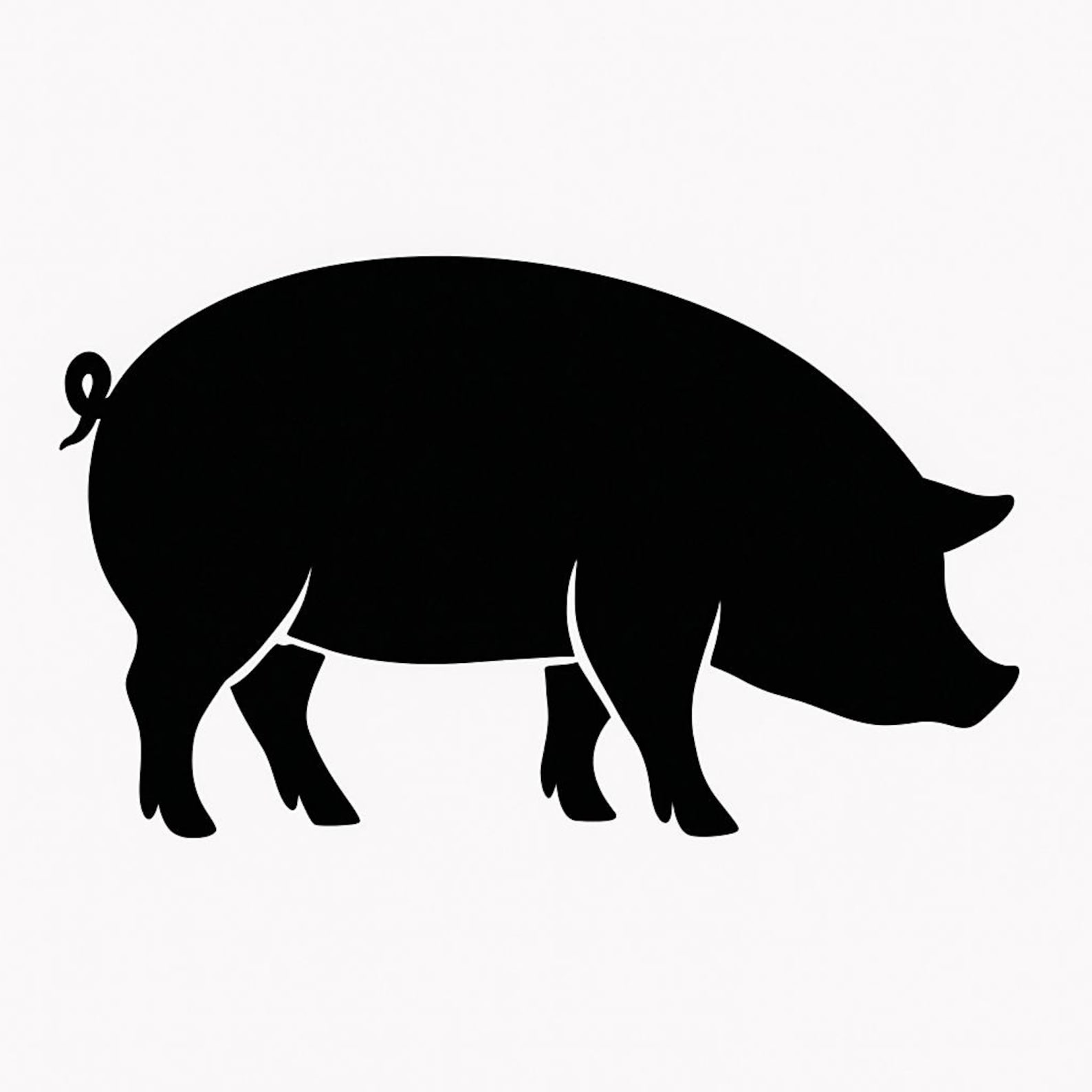 Pig Silhouette DXF Dwg SVG Png - Etsy