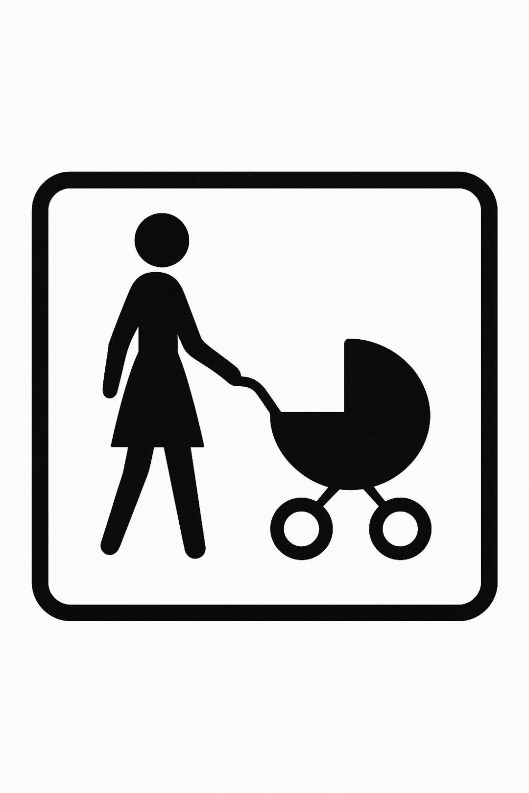 Mother With Baby Stroller Sign Silhouette | Family Parking SVG DXF DWG ...