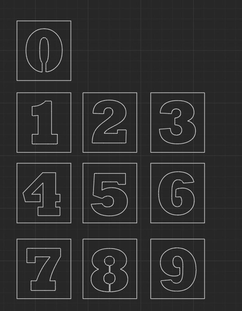 CNC Stencil Numbers: Plasma/laser Cut Ready (DXF/DWG) - Etsy