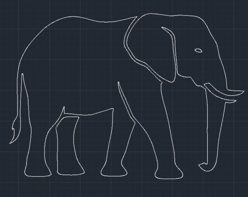 Elephant Silhouette - DXF SVG PNG Dwg - Etsy UK
