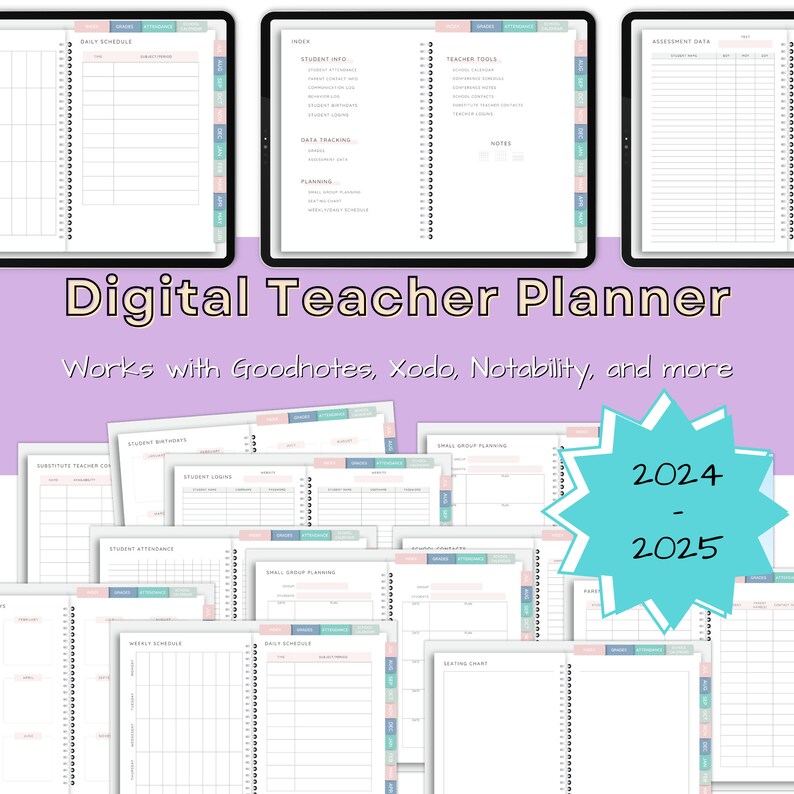 Digital Teacher Planner 2024 2025 PDF Annotation Apps Goodnotes Xodo ...