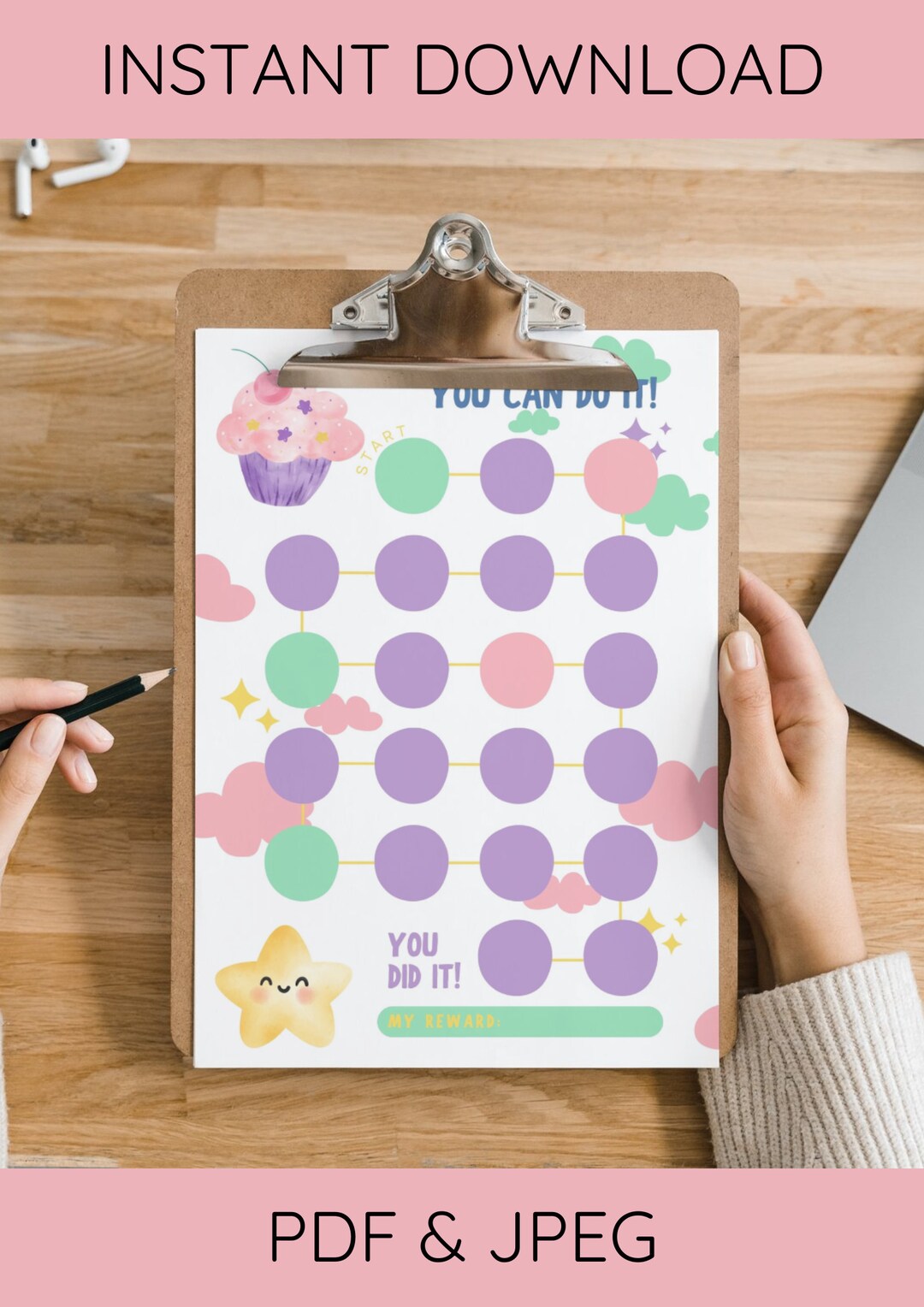 Cupcake Reward Chart, Printable Reward Chart, Sticker Reward Chart ...