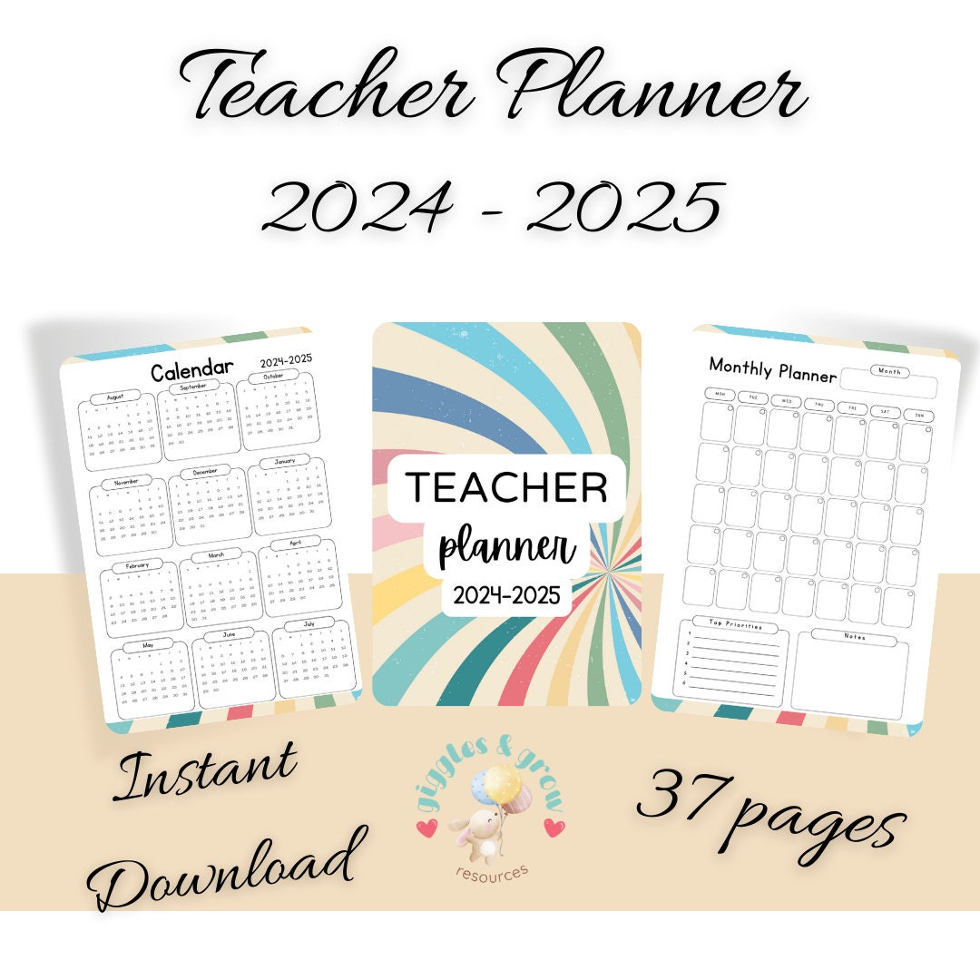 2024 2025 Teacher Planner Digital Download Printable Notetaking ...