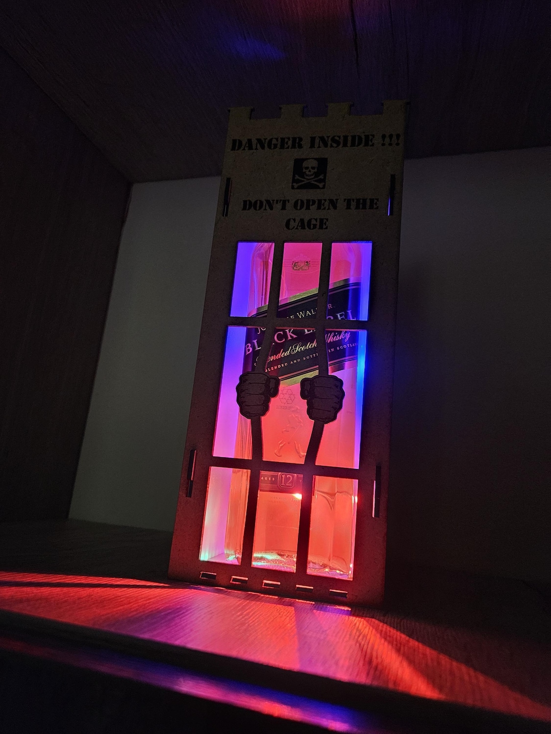 Laser File ,"danger Inside" Wooden Whiskey Cage ,"let Me Out Box ...