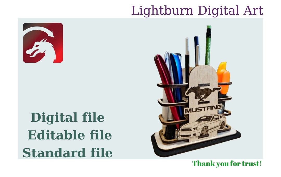 Desk Pen Holder Digital File Lightburn - Etsy