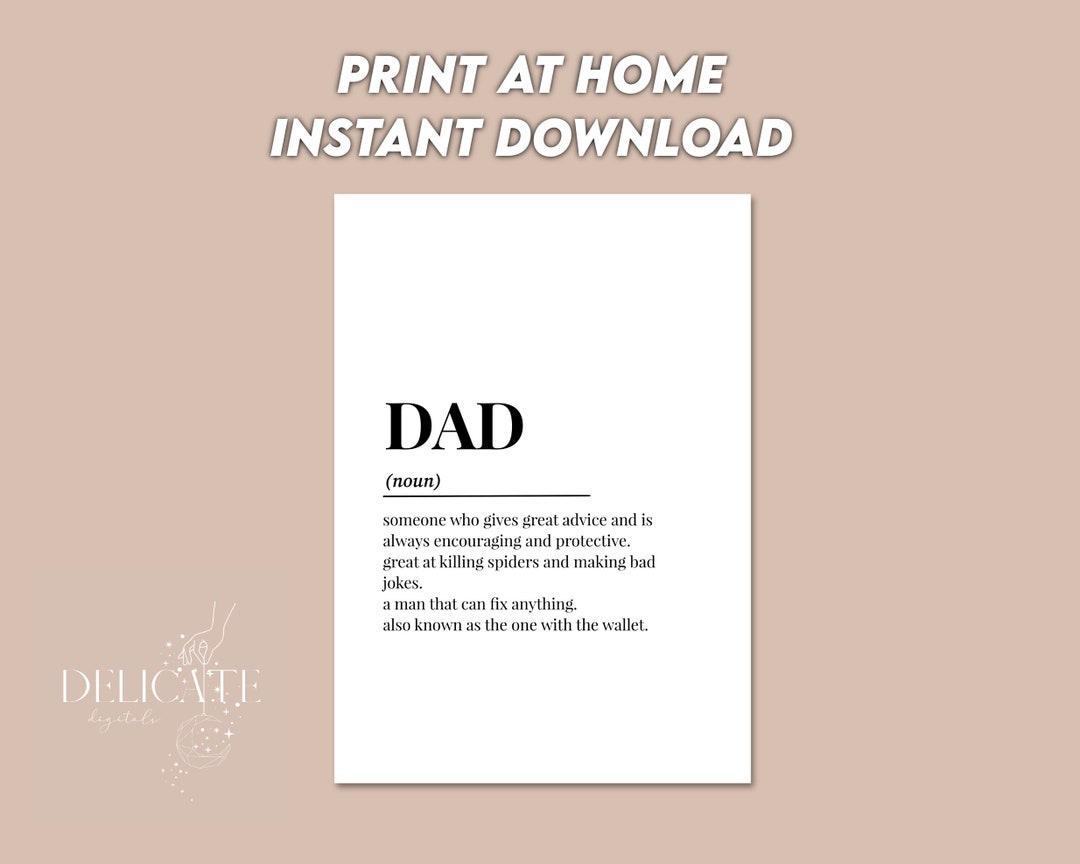 Dad Definition Print Digital Download Printable Family Print Wall Decor ...