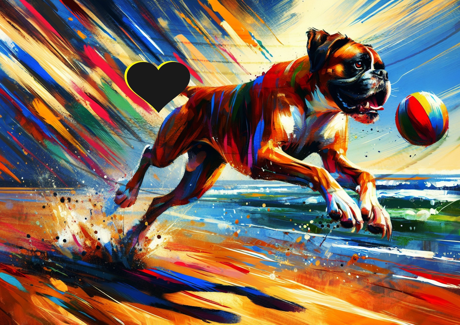 Flashy Boxer Dog Beach Ball. Printable Wall Art Animal - Digital ...