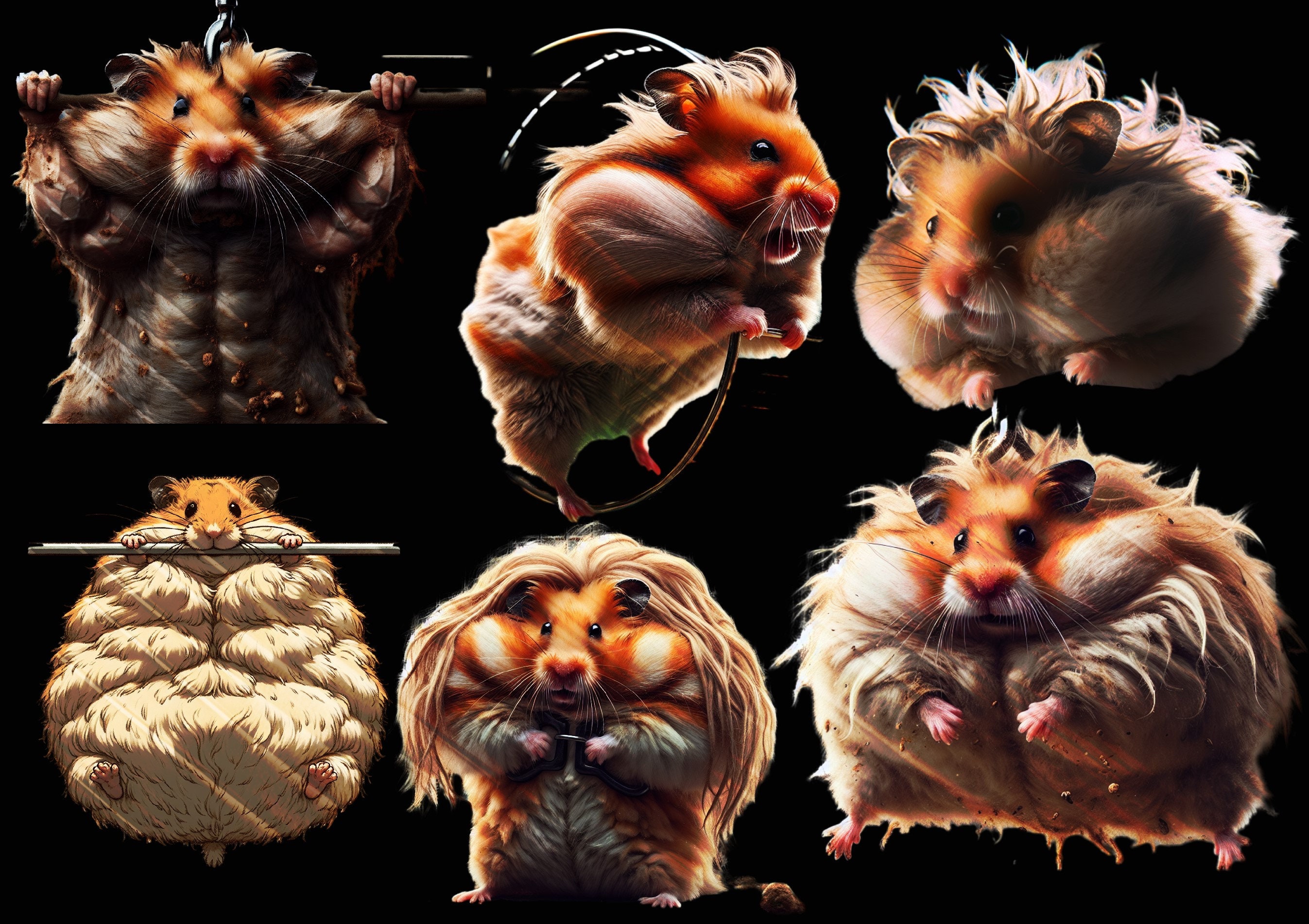 Scruffy the Hamster Beefcake. Printable Wall Art Animal Digital ...