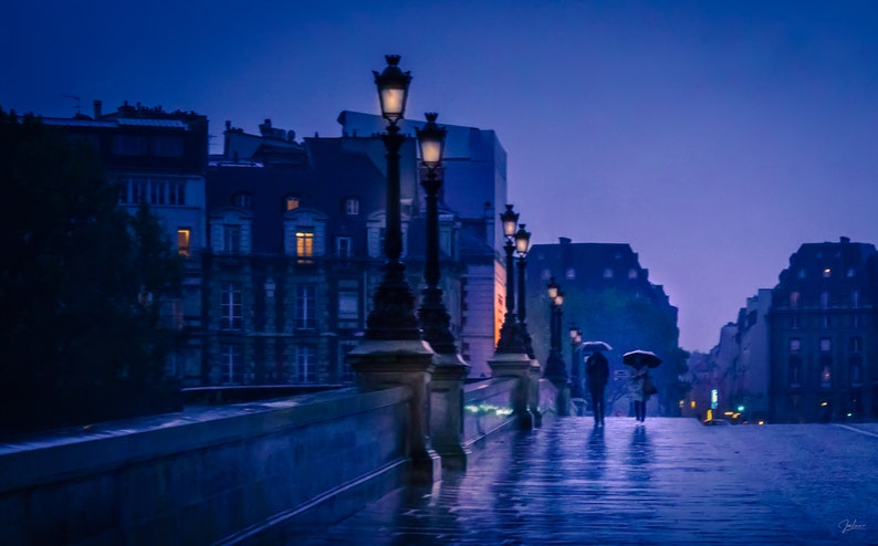 Paris in the Rain Color Night Photography Canvas Metal Acrylic Print ...