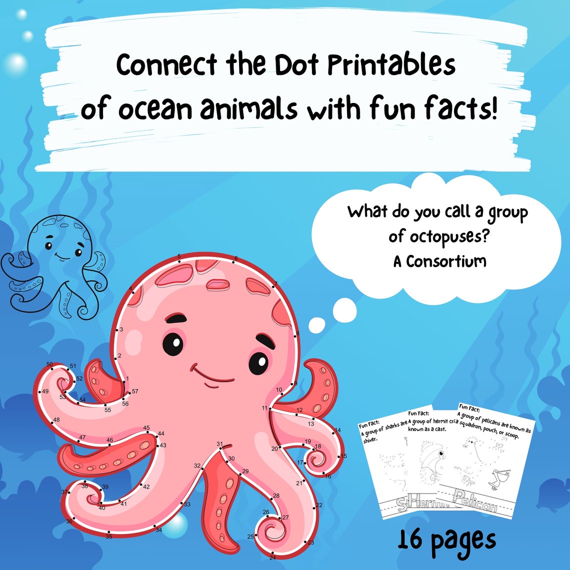 Connect the Dots Printables With Ocean Animals - Etsy