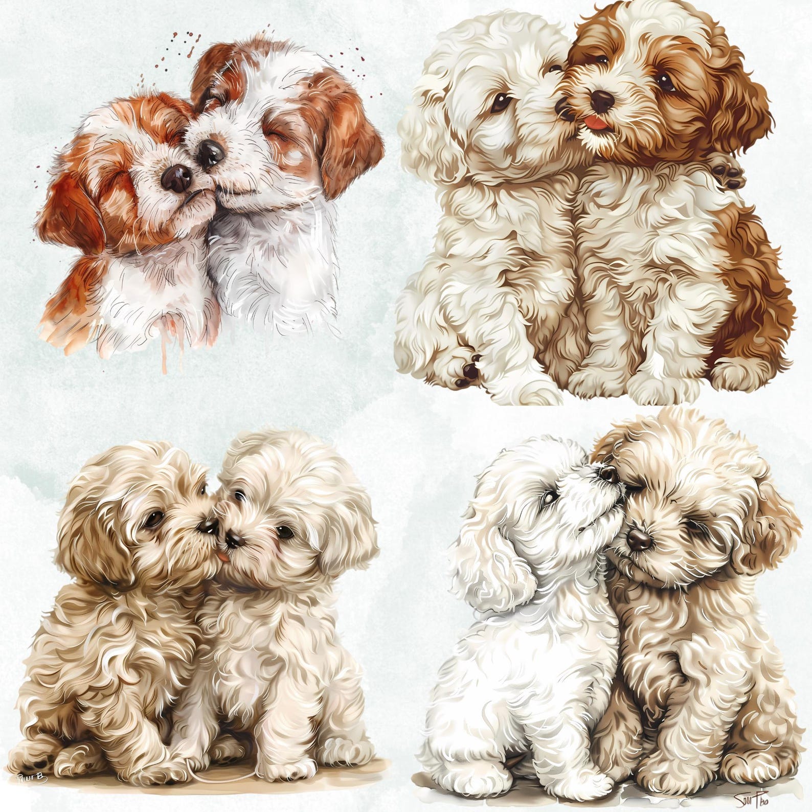 Puppy Love Clip Art. Watercolour. Commercial Use. Transparent Images ...