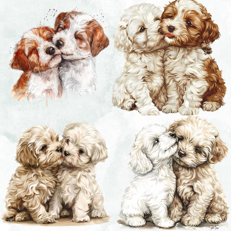 Puppy Love Clip Art. Watercolour. Commercial Use. Transparent Images ...