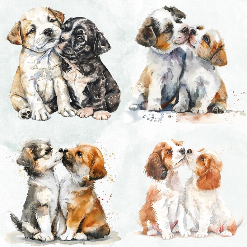 Puppy Love Clip Art. Watercolour. Commercial Use. Transparent Images ...