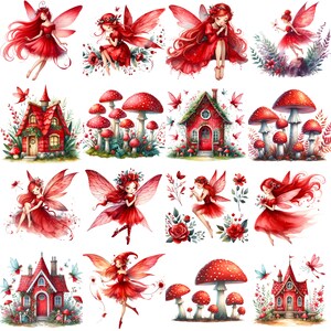 Red Fairy Clipart. Watercolour. Transparent Images. Commercial Use - Etsy