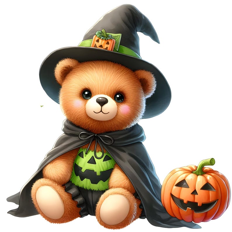 18 Cute Halloween Bear Clipart. Printable Watercolour Downloads ...