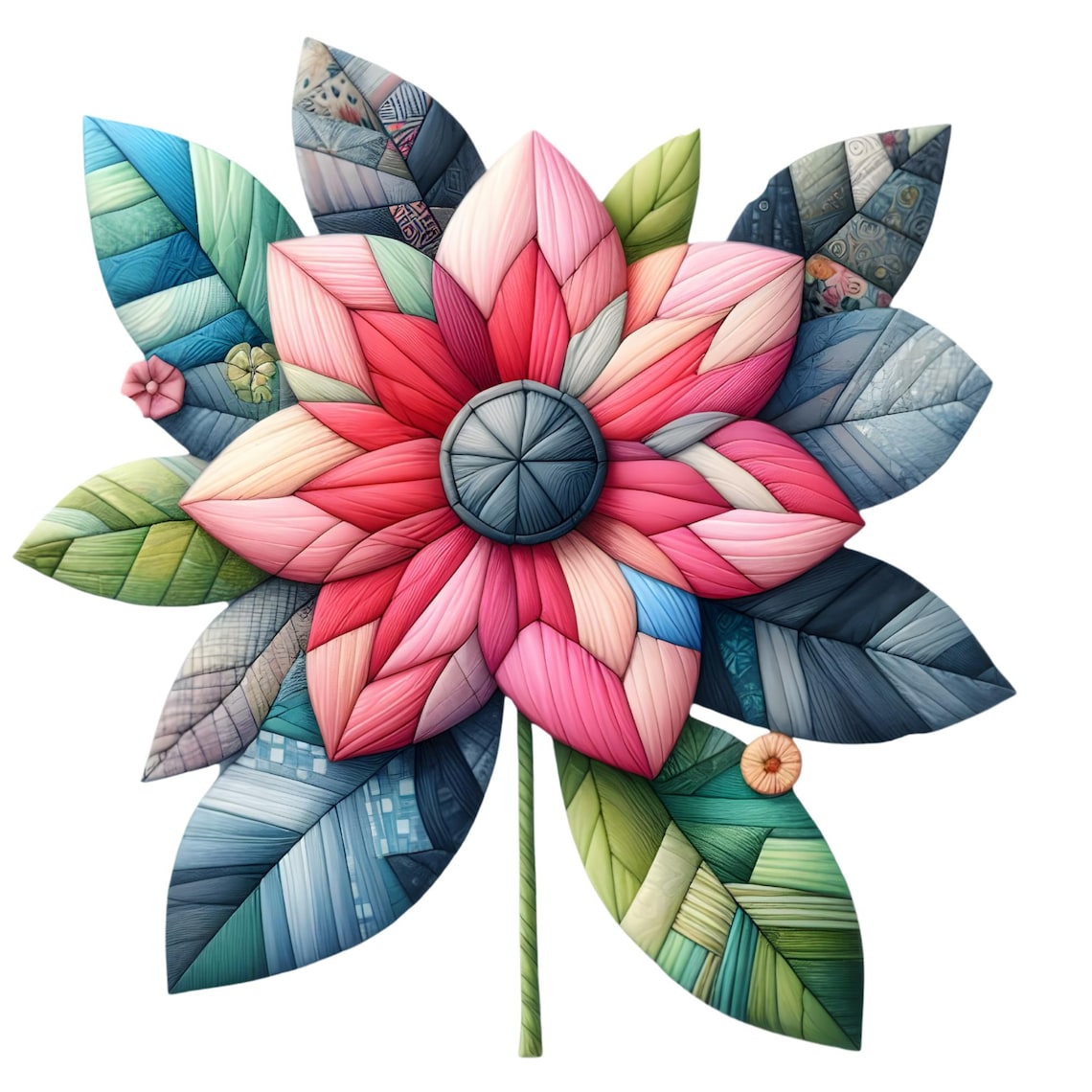 Patchwork Flower Clipart: Watercolor Craft Supply (digital Download) - Etsy