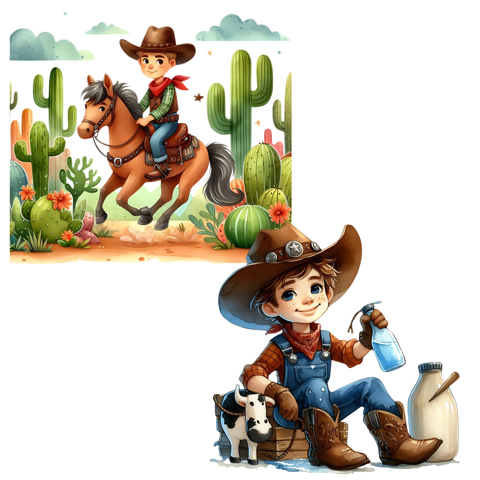 Cowboy and Cowgirl Clip Art. 15 High Quality Transparent Images ...