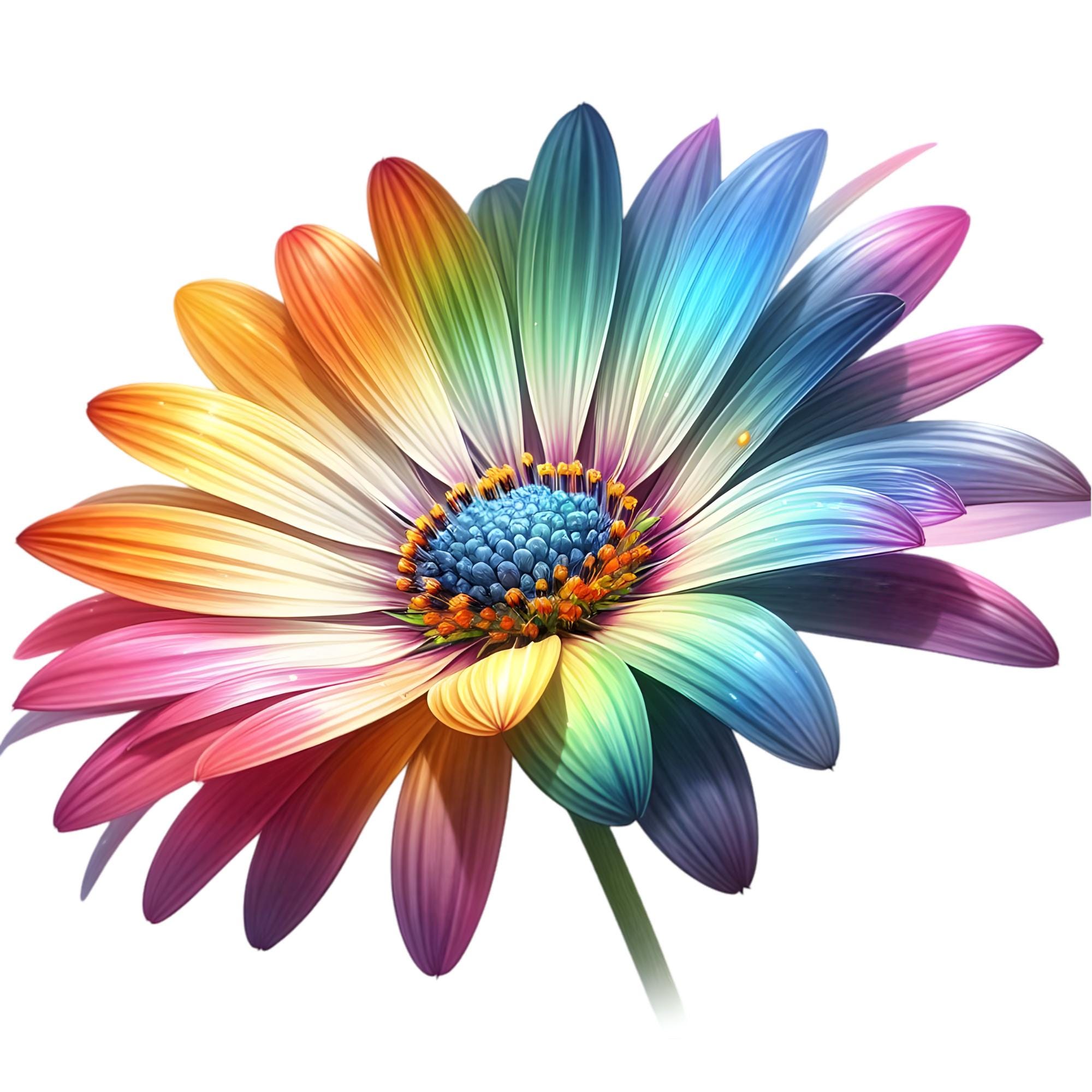 10 Rainbow Daisy Clipart. Downloadable Watercolour Images. Commercial ...