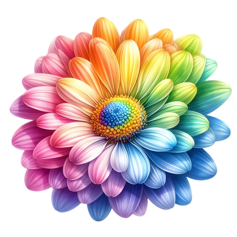 10 Rainbow Daisy Clipart. Downloadable Watercolour Images. Commercial ...