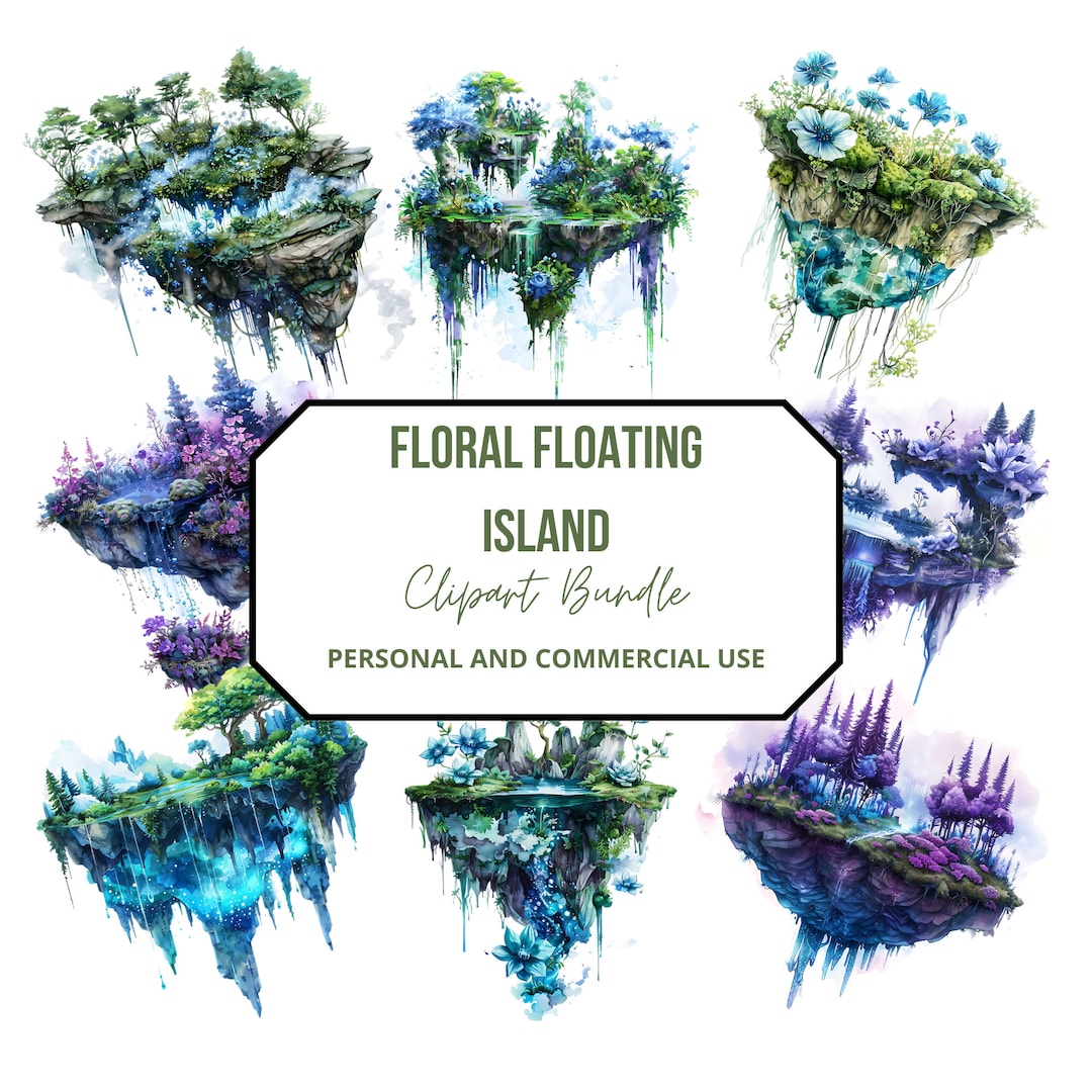 Floral Floating Island Clipart. Watercolour. Commercial Use ...