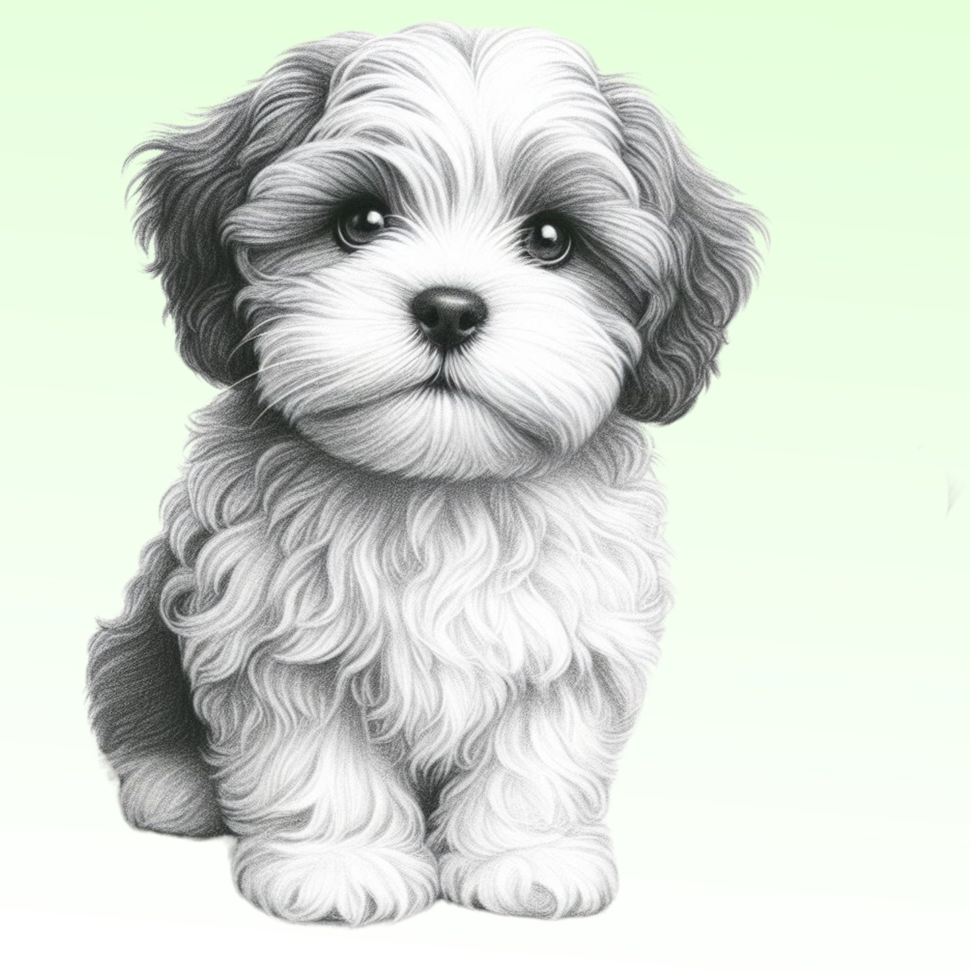Pencil Drawn Cavachon Clip Art. Instant Digital Download. Transparent ...