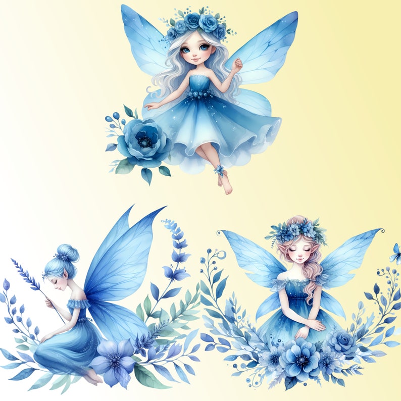 Watercolour Blue Fairy Clipart. Cards. Sublimation. Commercial Use ...