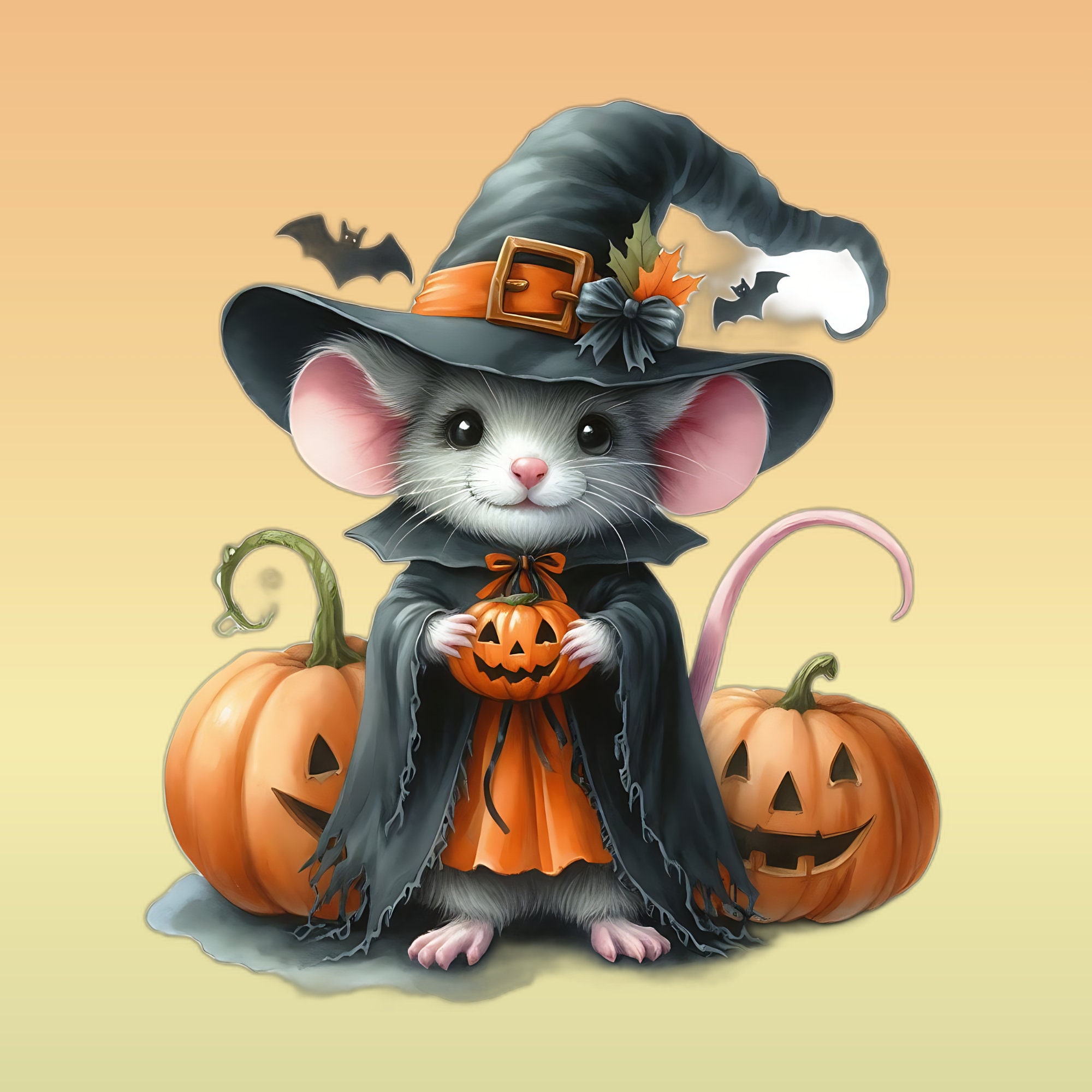Watercolor Halloween Mouse Clipart: Transparent Images (digital ...