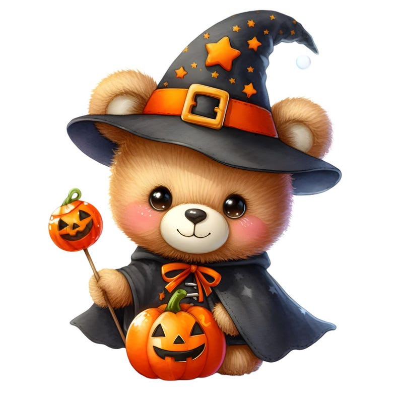 18 Cute Halloween Bear Clipart. Printable Watercolour Downloads ...