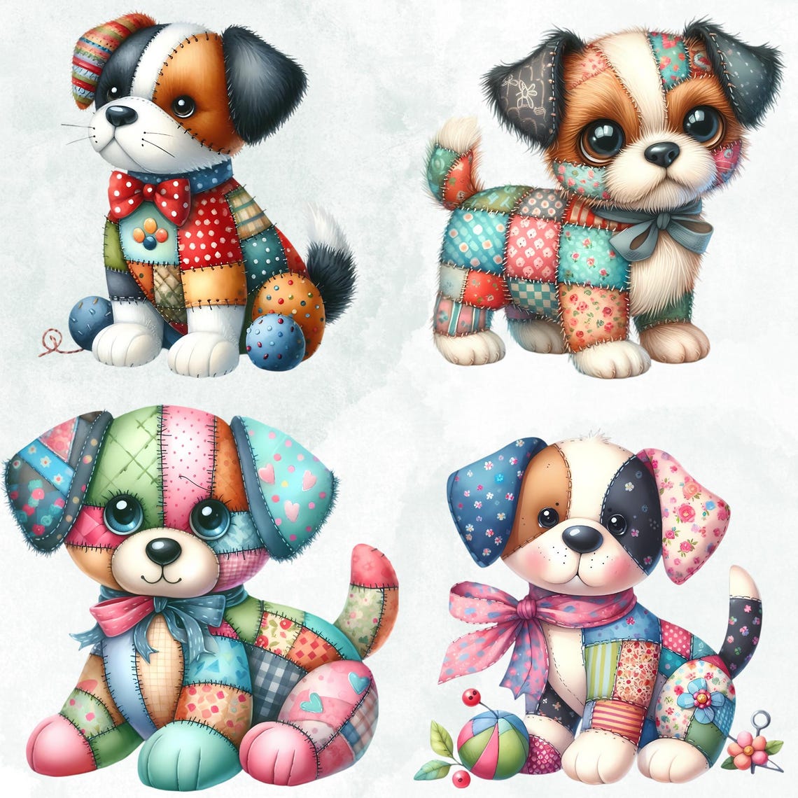 Patchwork Dog Clip Art. Toy Clipart. Transparent Image. Commercial Use ...