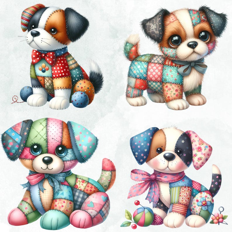 Patchwork Dog Clip Art. Toy Clipart. Transparent Image. Commercial Use ...