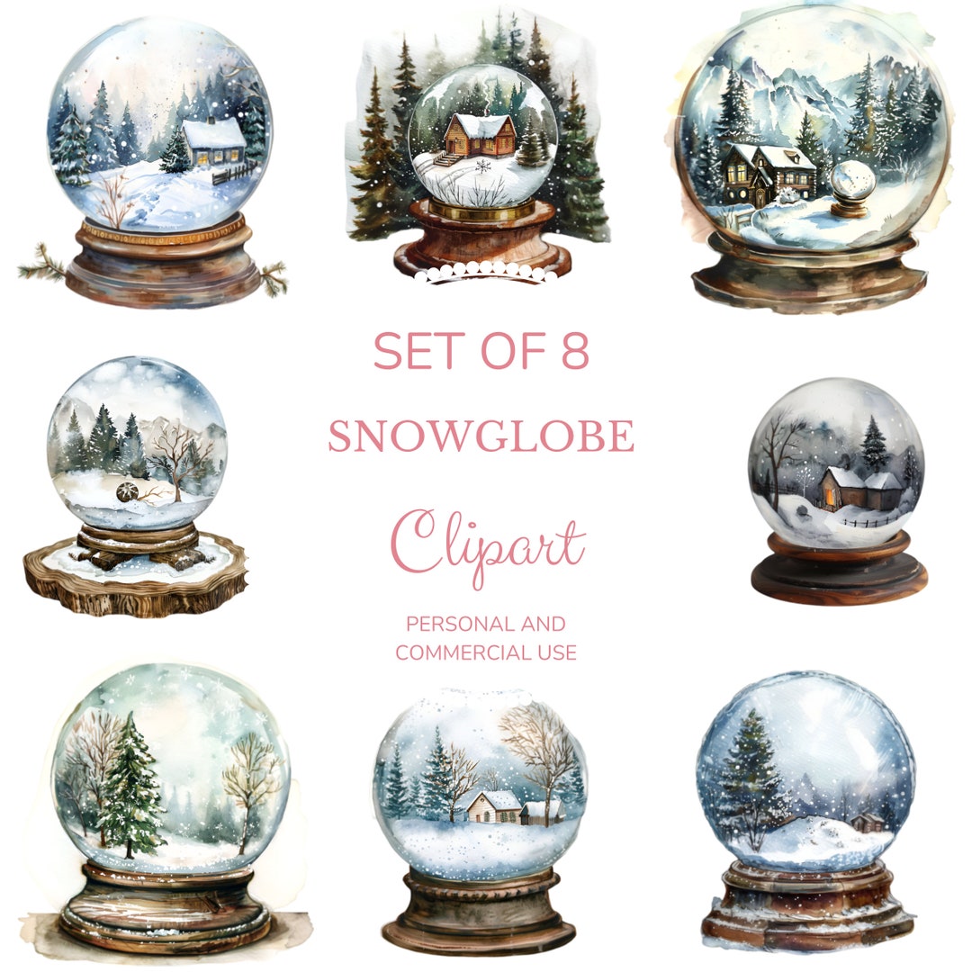 Snowglobe Clip Art. Watercolour. High Quality. Commercial Use - Etsy