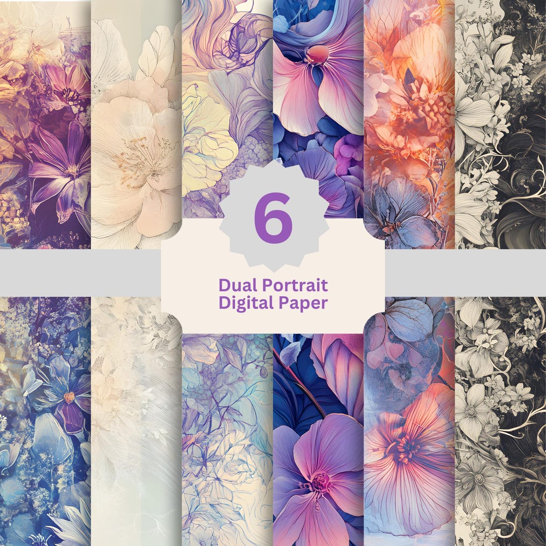 Dual Aspect Portrait Digital Paper. Watercolour. Craft Supply. Paper ...