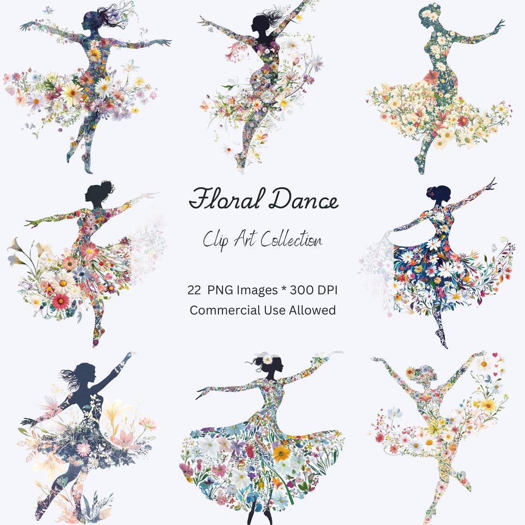 Floral Dance Clipart. Watercolour. Florals. Dancer. Ballerina ...
